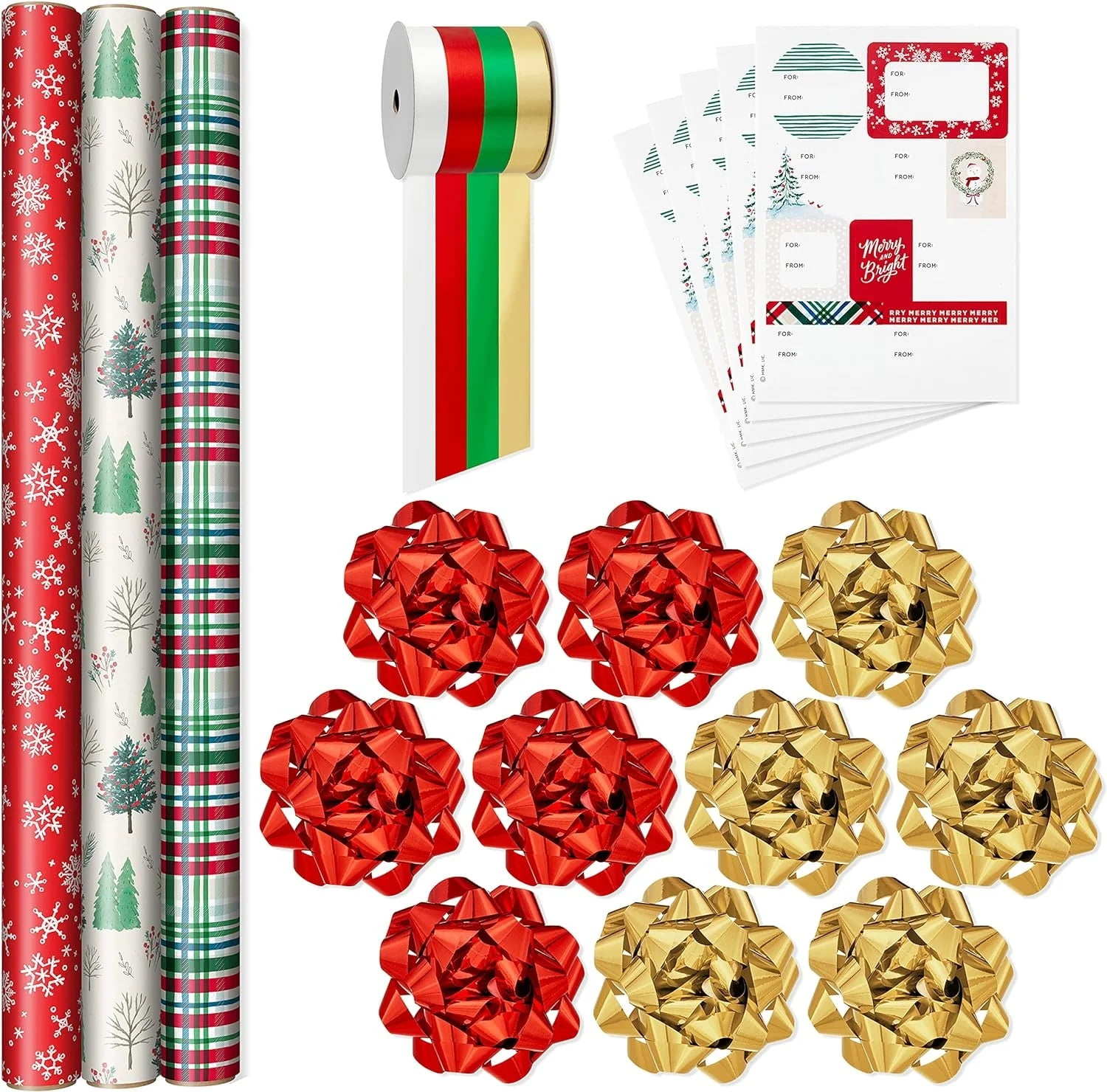 Hallmark Rustic Red and Green Christmas Wrapping Paper Set (90 sq. ft ...