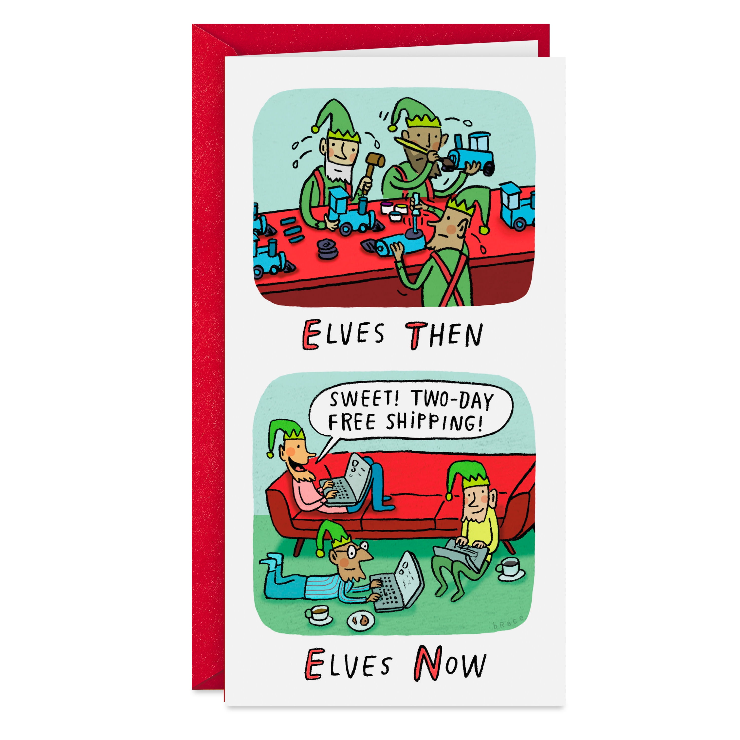 Hallmark Shoebox Funny Money Holder Christmas Card (Elves Then and Now ...
