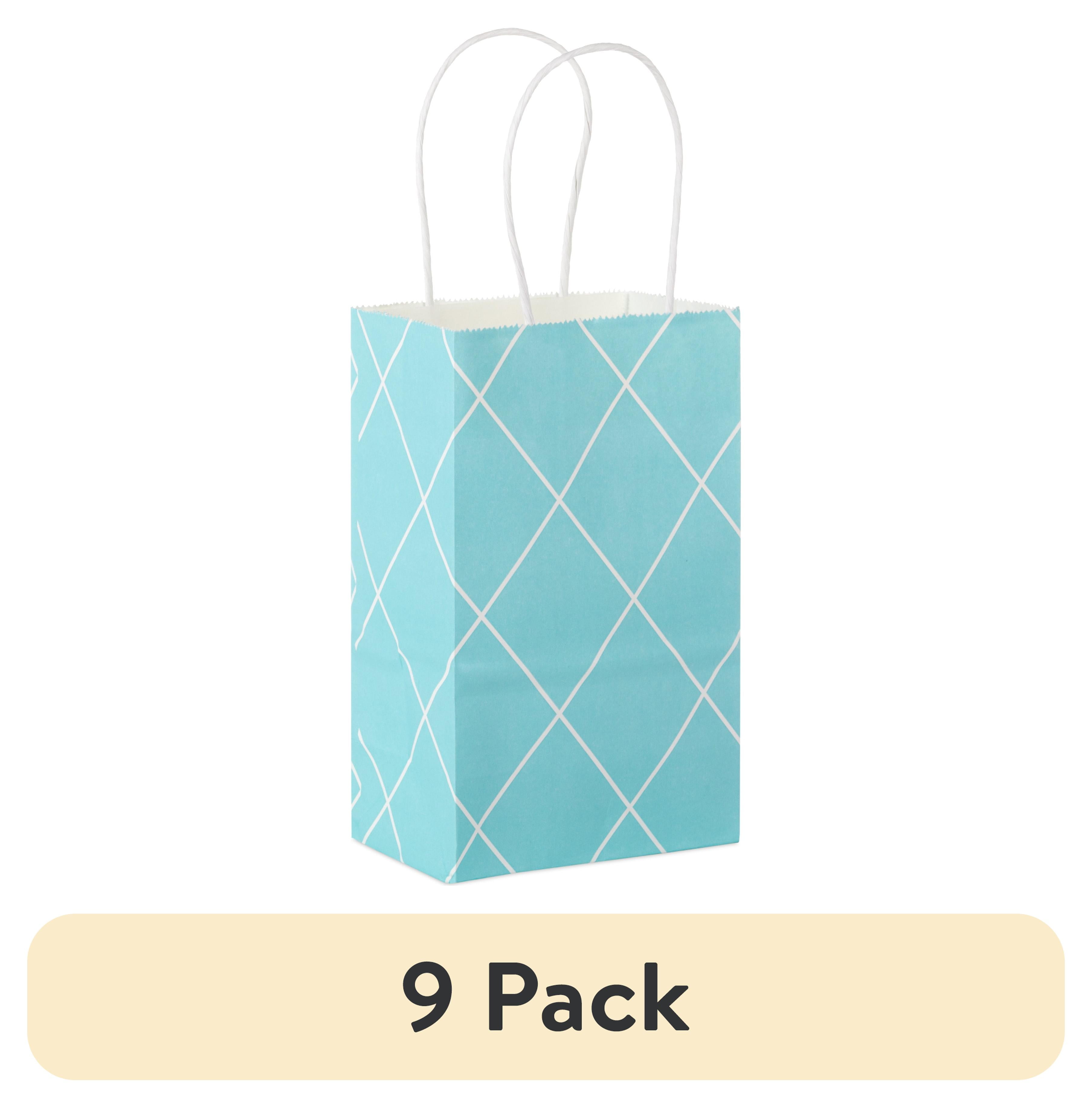 (9 pack) Hallmark Small Gift Bag (Light Blue and White Diamond Plaid ...