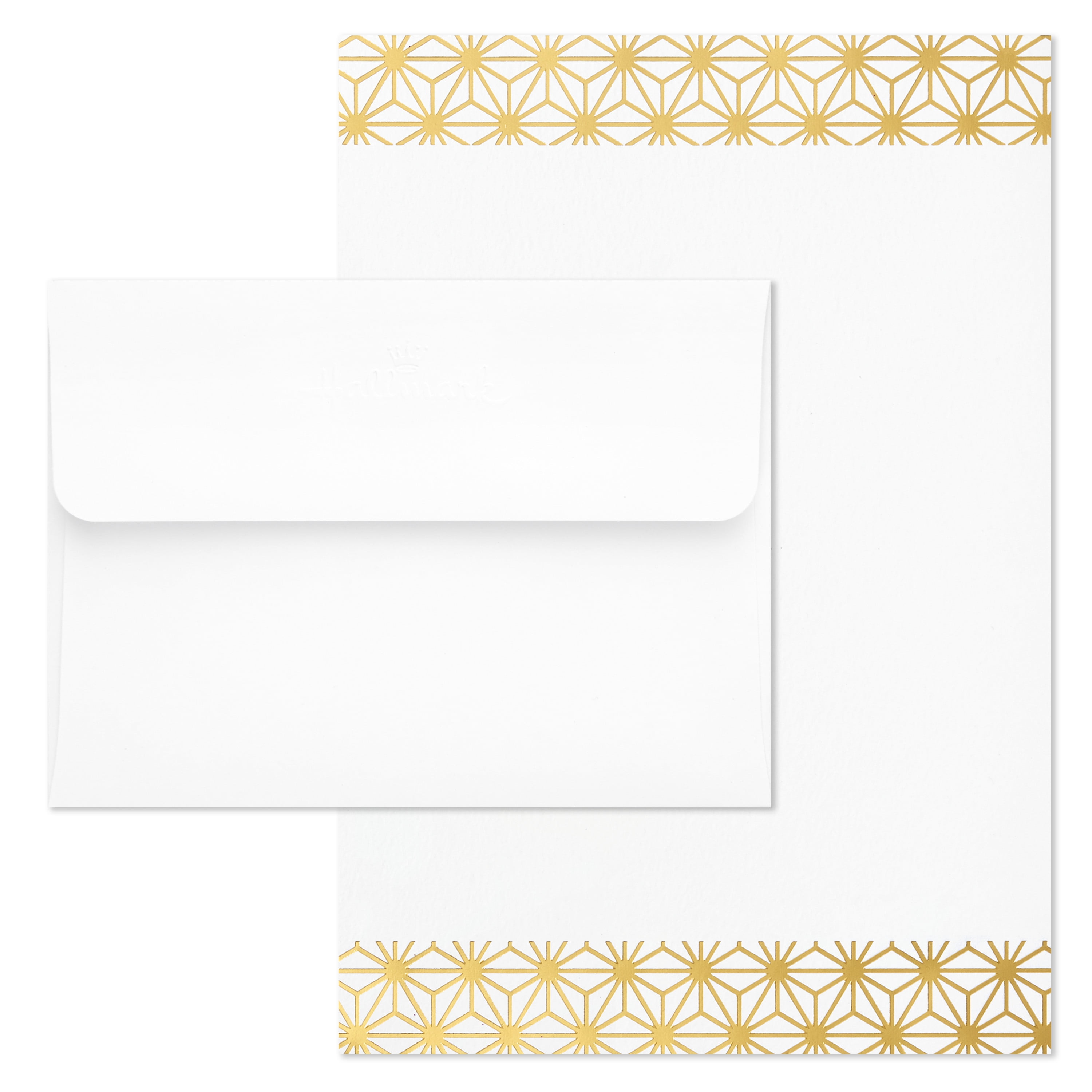 Hallmark Stationery, Gold Geometric Border, 80 Ct. with 40 Envelopes ...