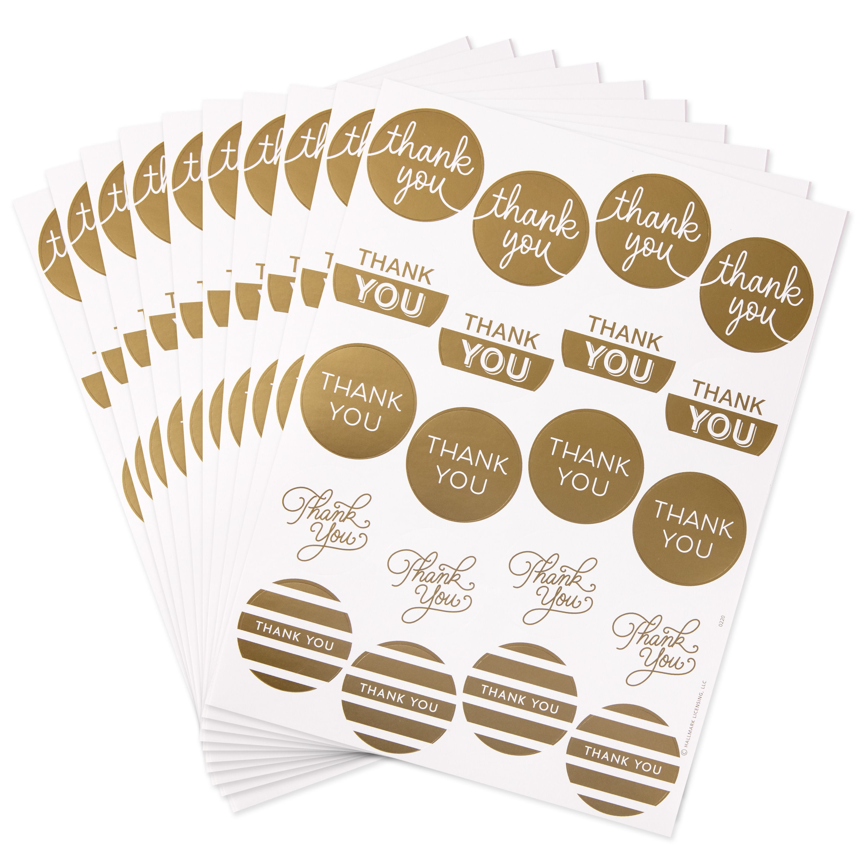 Hallmark Sticker Seals Gold Foil Thank You 10 Sheets