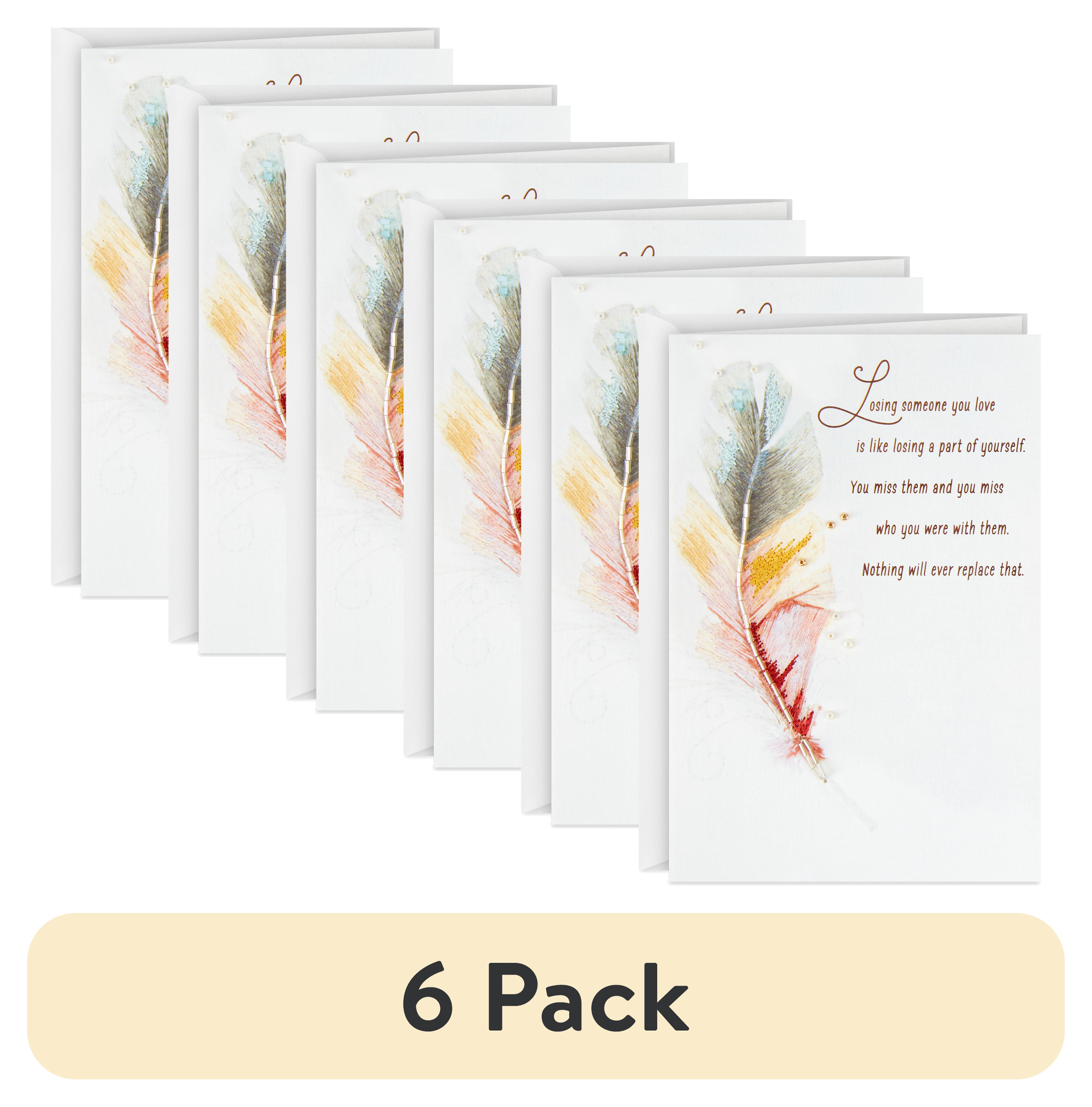 (6 pack) Hallmark Sympathy Card (Gemstone Feather) - Walmart.com