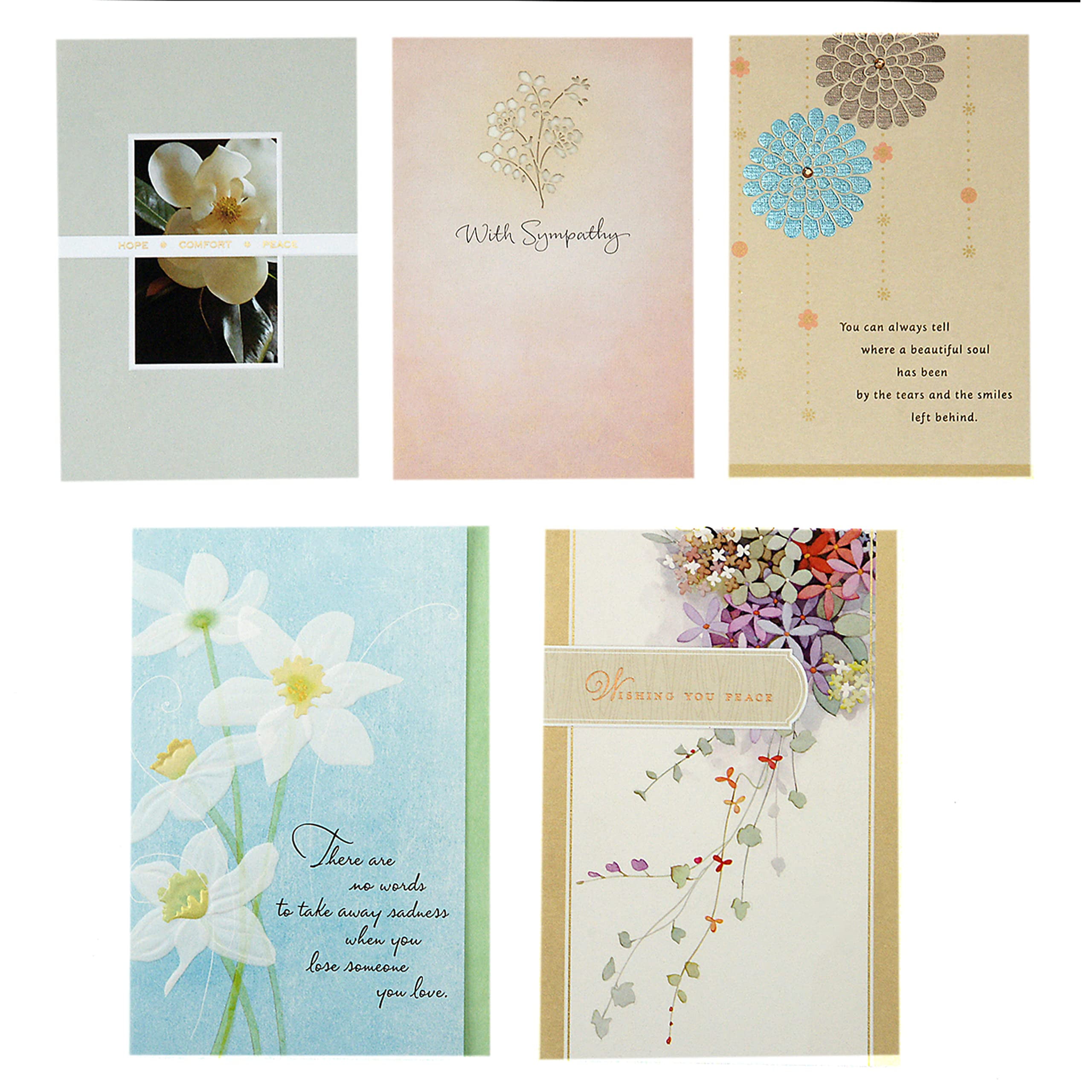 Hallmark Sympathy Cards Assortment Pack (5 Condolence Cards with ...