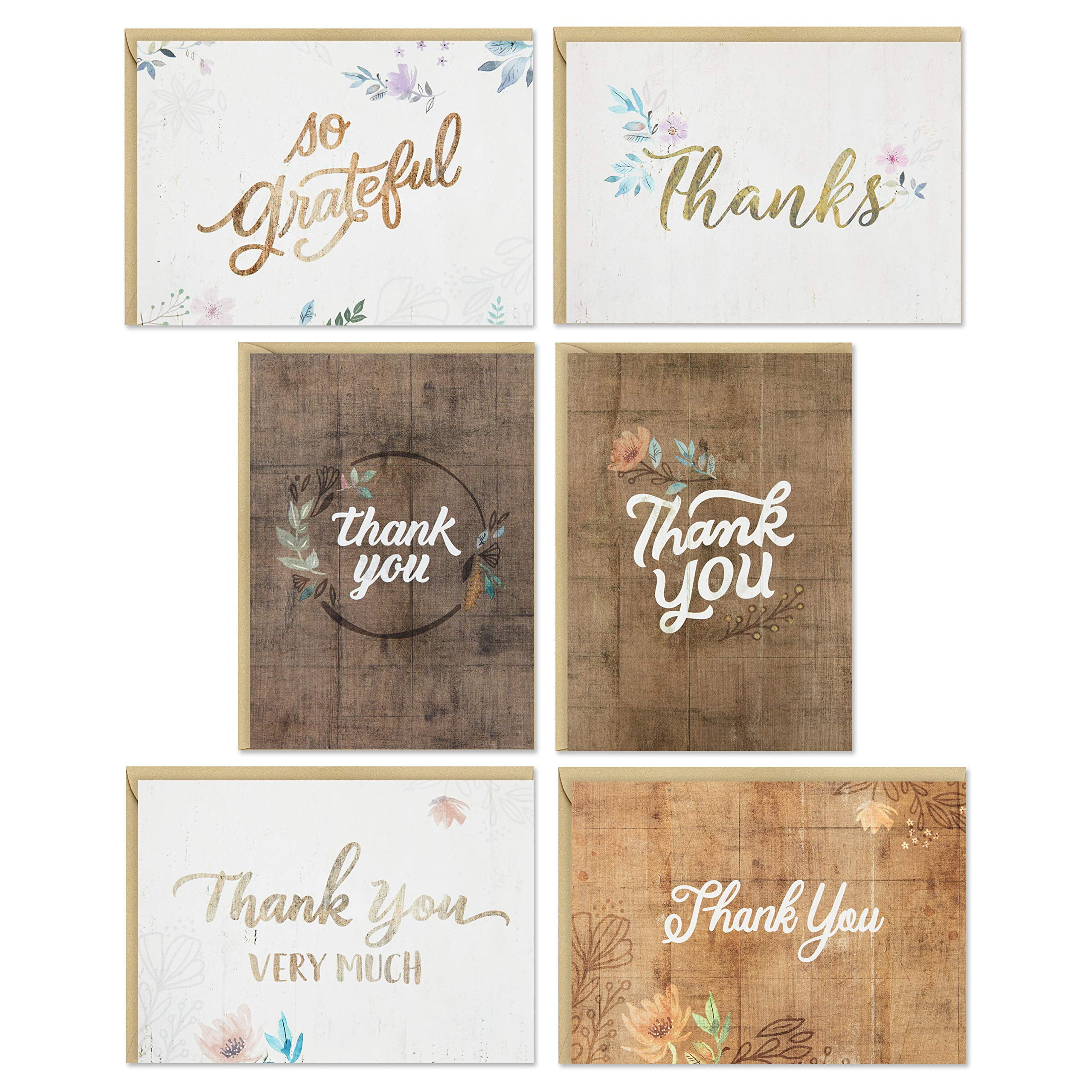 Hallmark Thank You Cards Assortment, Rustic Flowers (48 Thank You Notes ...