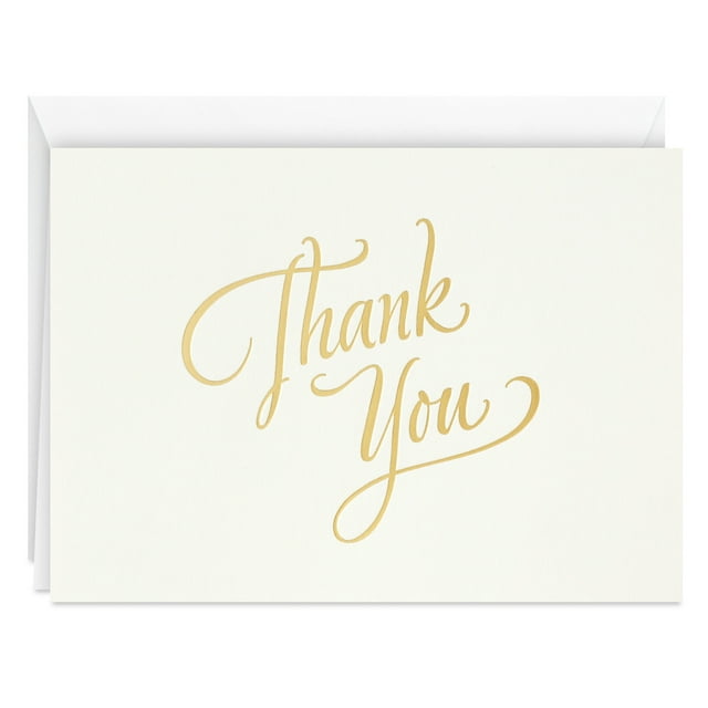 Hallmark Thank-You Notes, Gold Script on Ivory (Pack of 10 Cards with ...