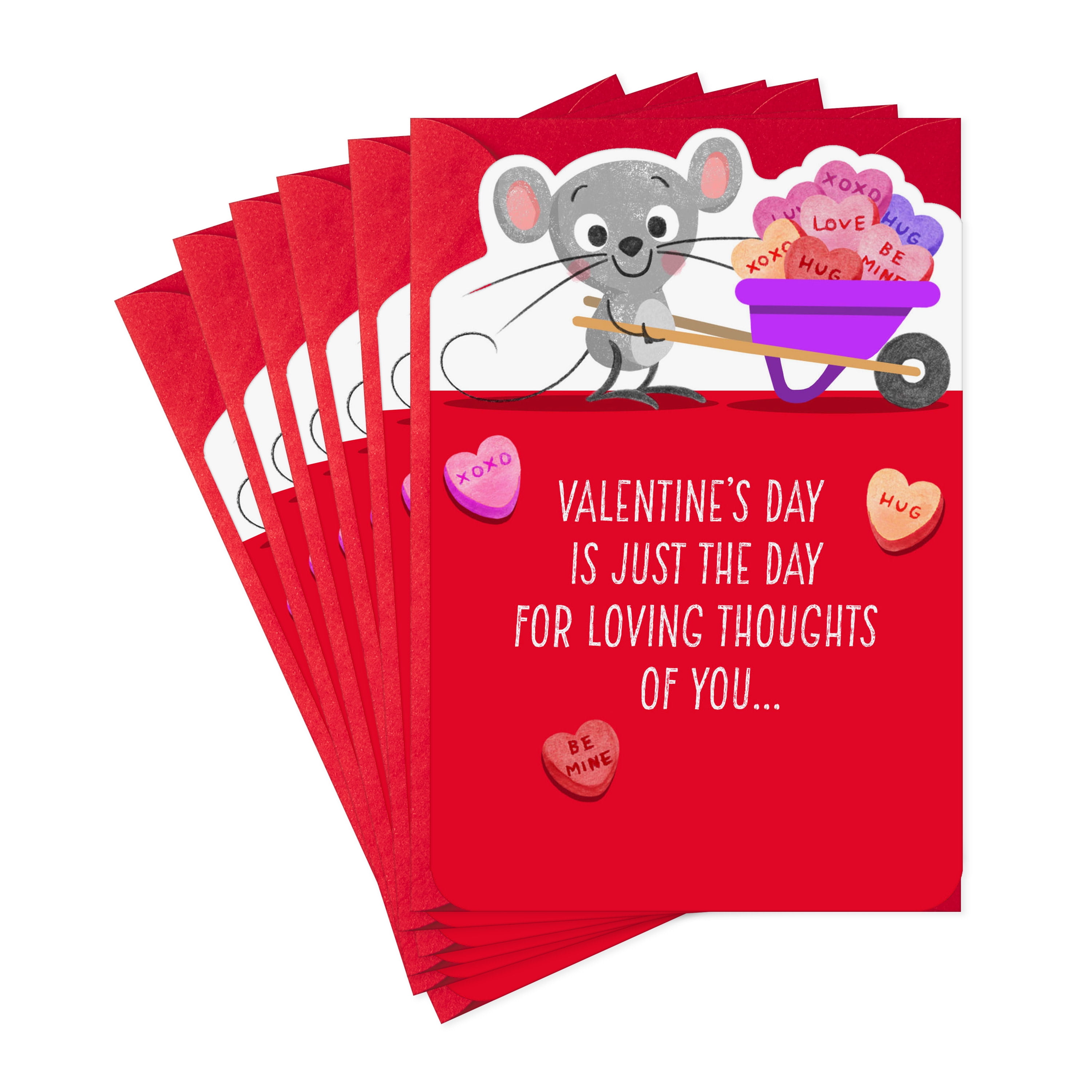 Hallmark Valentine's Day Cards, Mouse with Wheelbarrow of Wishes (Pack ...