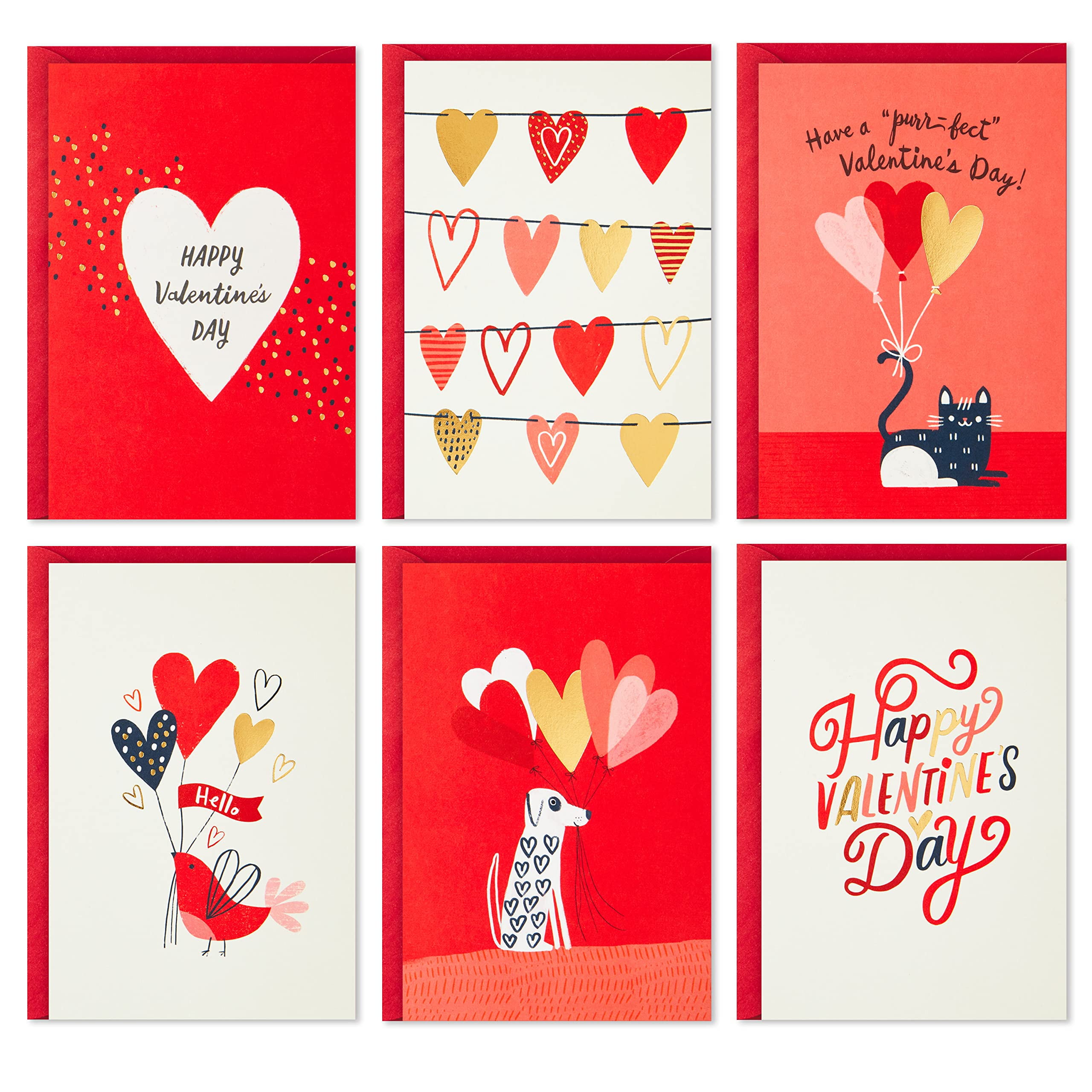 Hallmark Valentines Day Cards Assortment, Gold Foil (36 Cards and ...