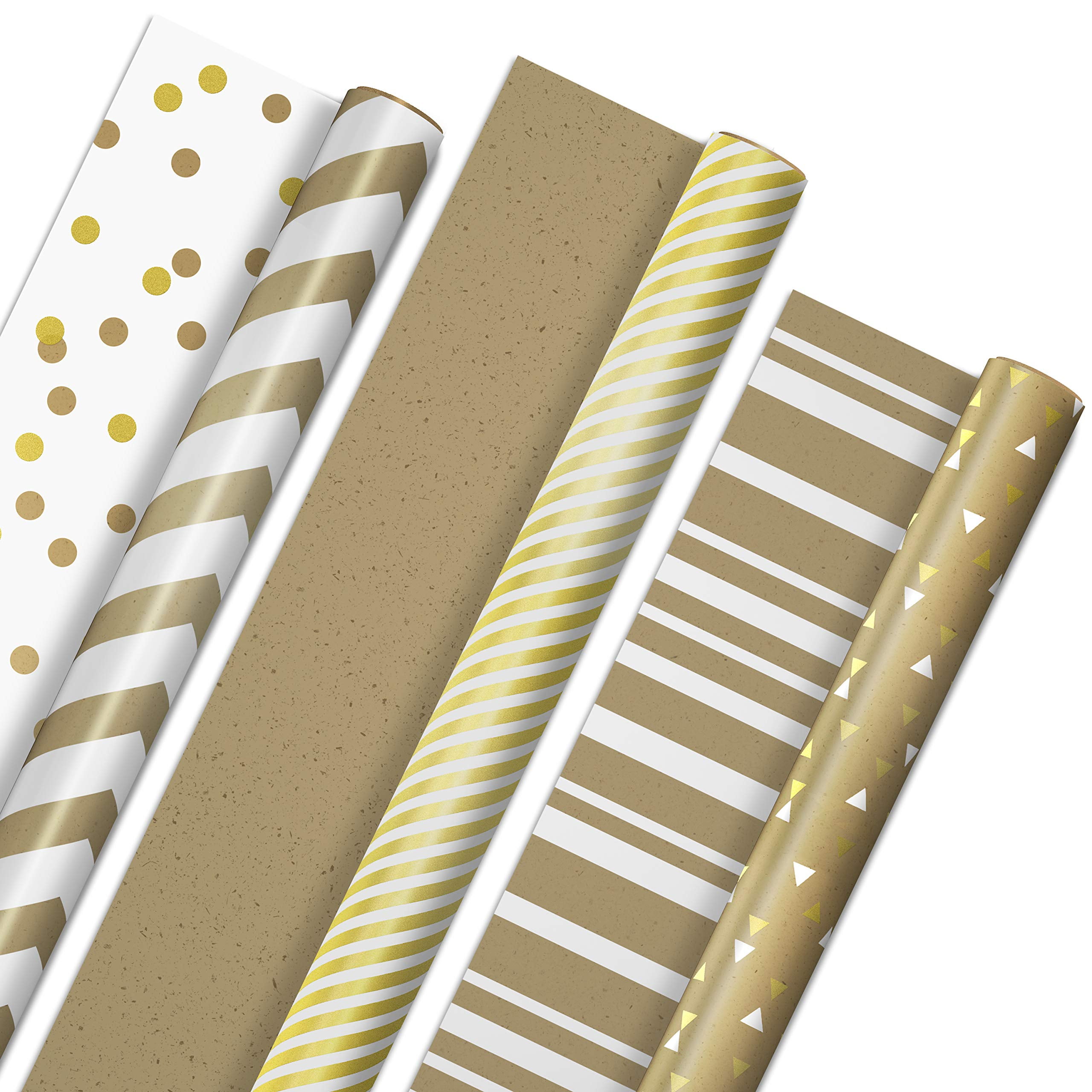 Hallmark White and Gold Wrapping Paper Rolls for Graduation, Birthday ...