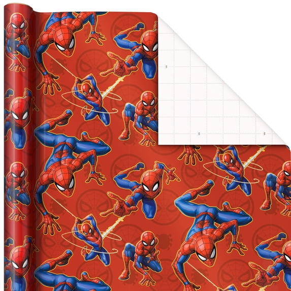 Hallmark Wrapping Paper, 22.5 sq. ft. (Marvel Spider-Man on Red ...