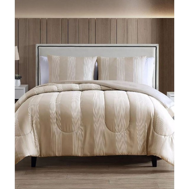 Hallmart Collectibles Harland 3-Piece Reversible Comforter Set, Beige ...