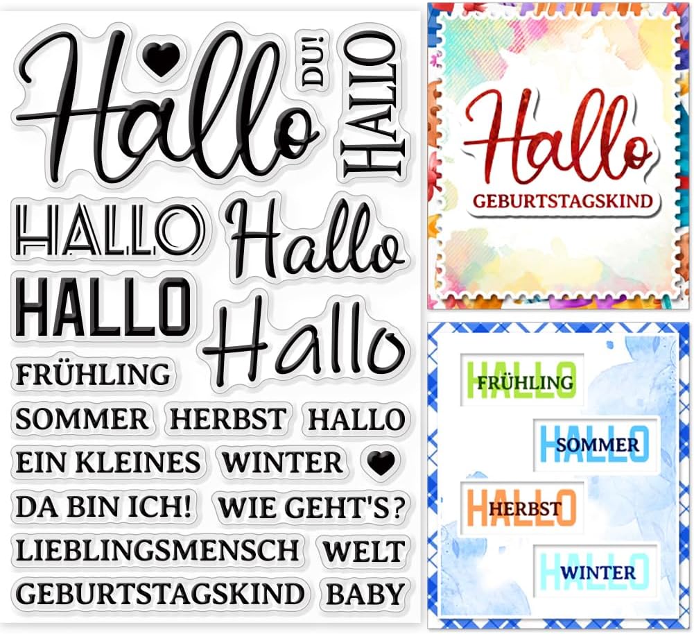 Hallo German Sayings Clear Stamps for DIY Scrapbooking German Greeting ...