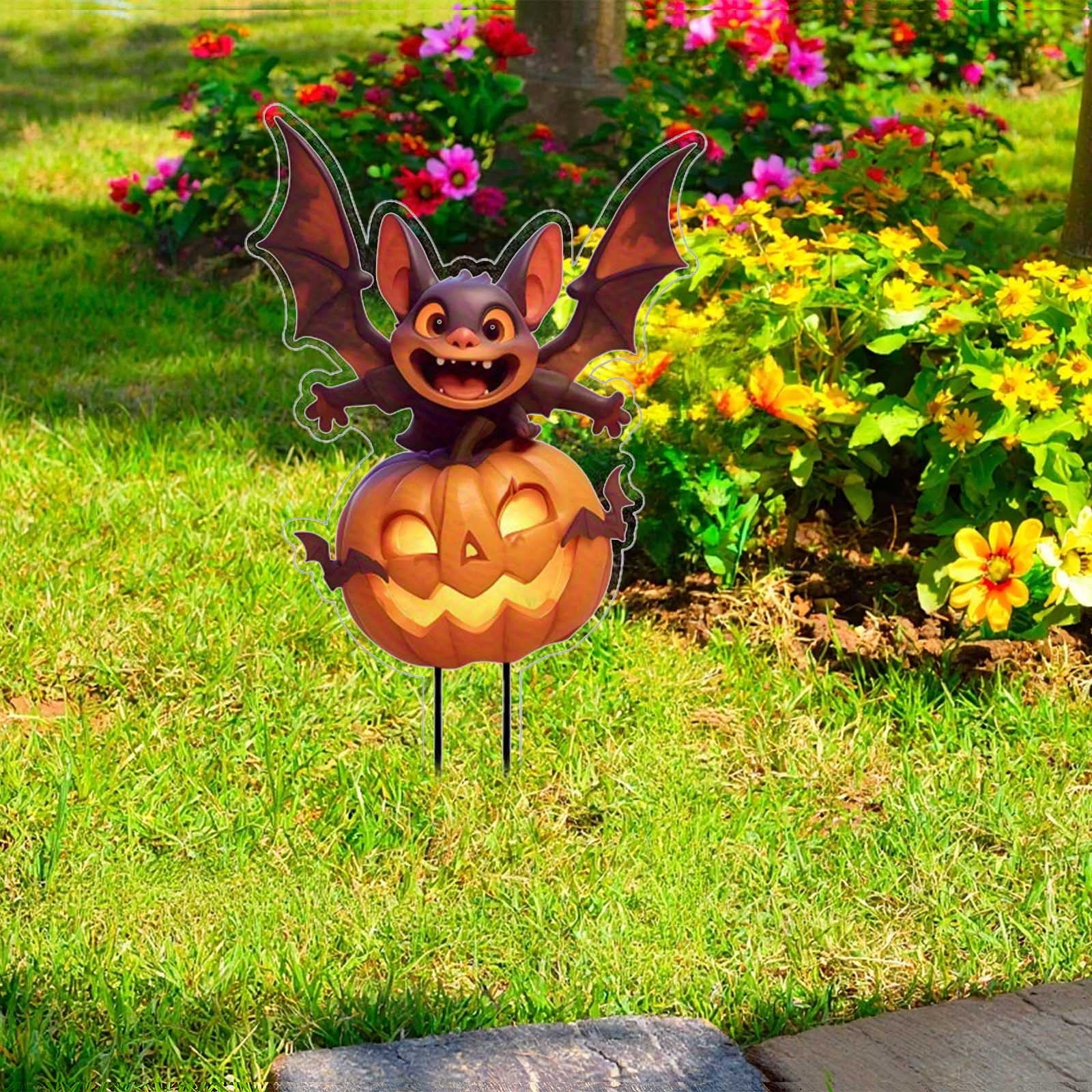 Hallo-ween Decorations, Hallo-ween Garden Stakes 2D Flat Small Witch ...