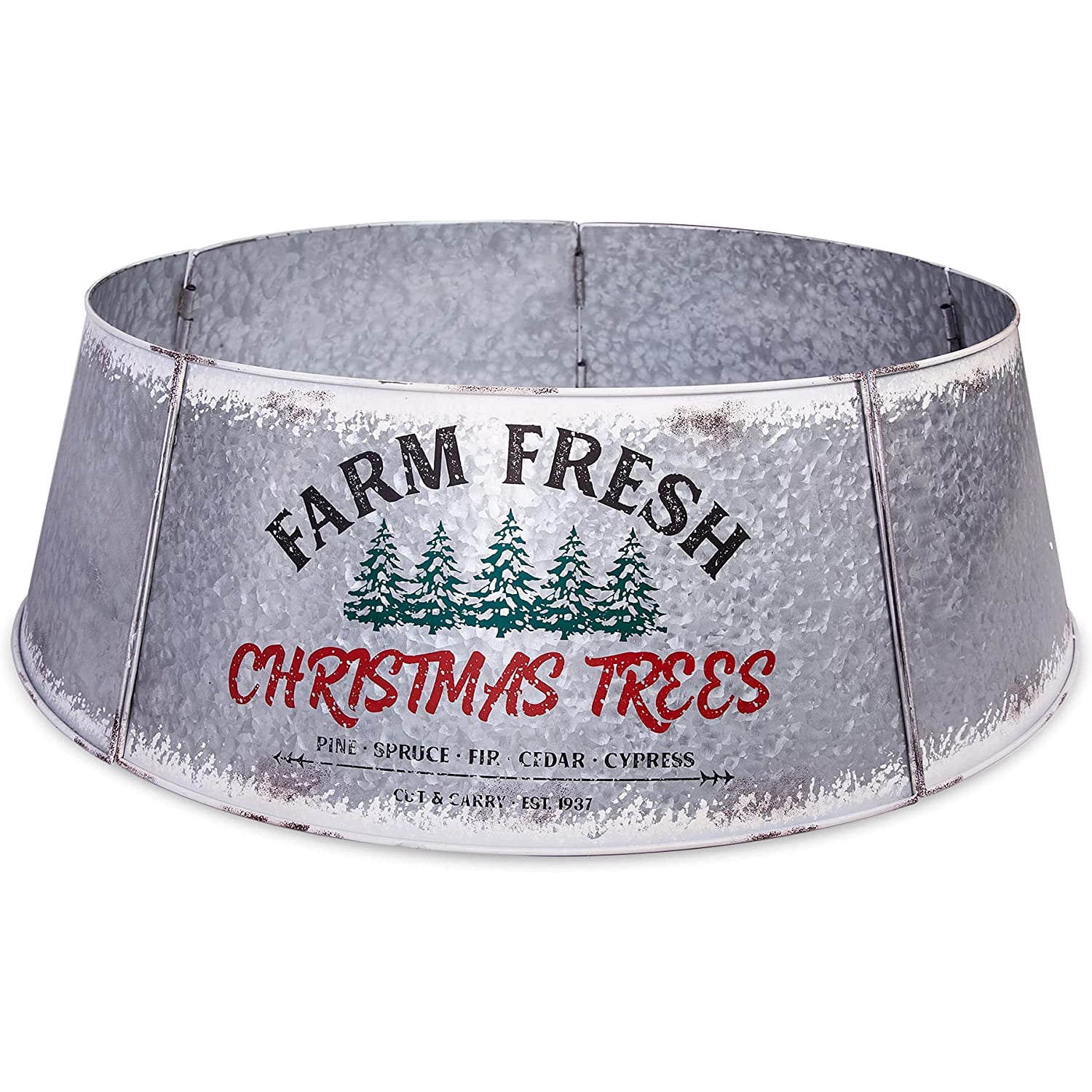 Galvanized Tree Collar - Adjustable Metal Christmas Tree Skirt for ...