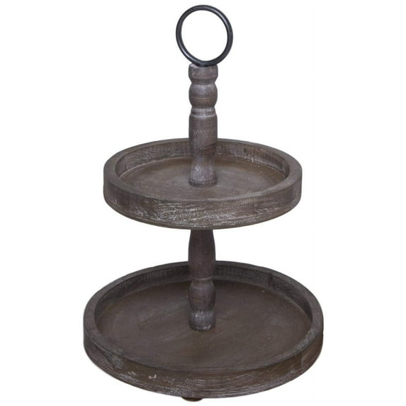 Hallops Wooden Dessert Holder: 2-Tier Rustic Tray Stand for Cake ...