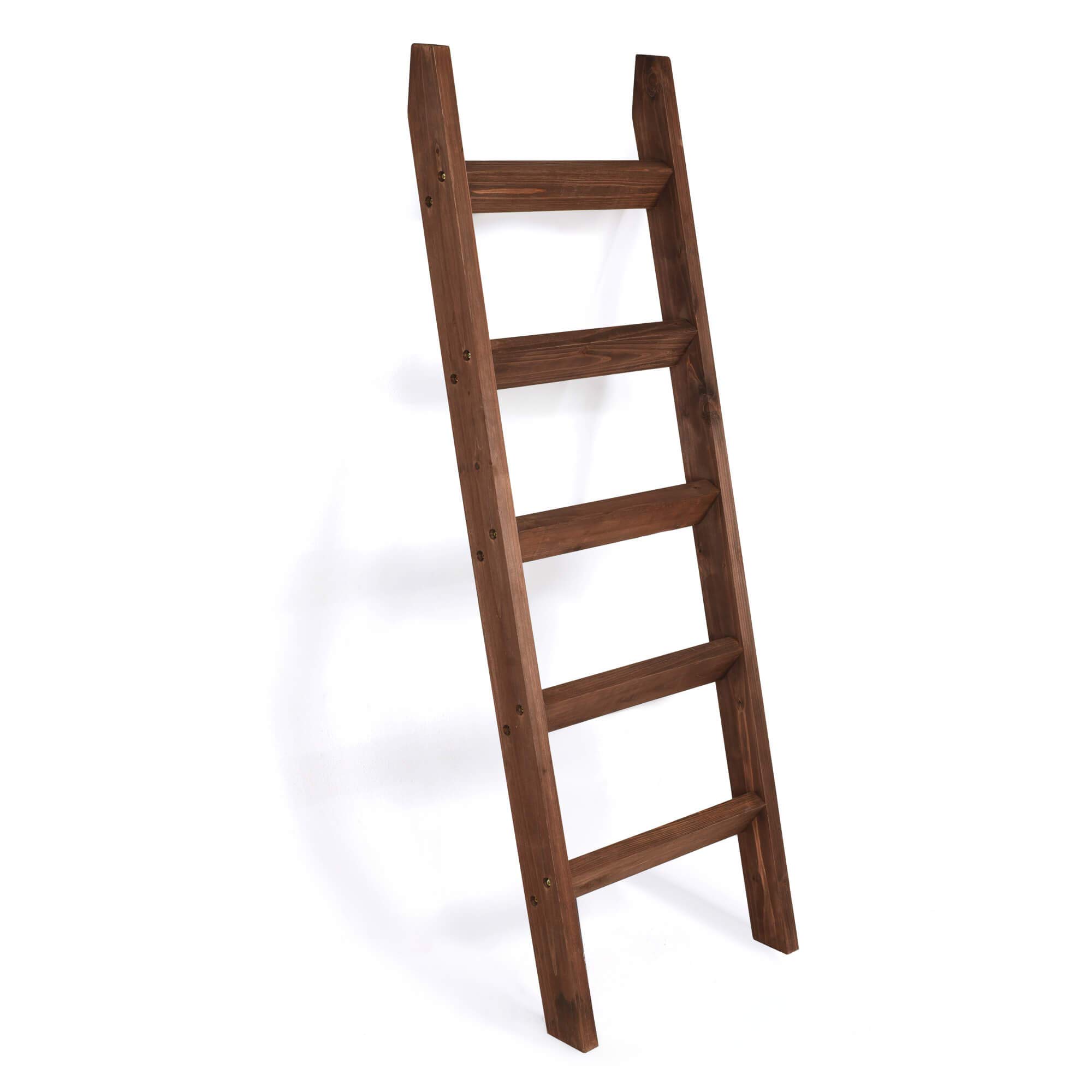 MyGift Decorative Wooden Display Ladder Rack, Tall 4.5ft, Brown, for ...