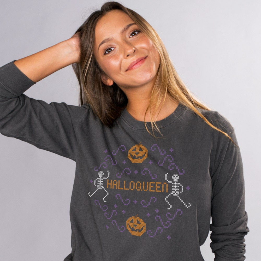 Halloqueen Cross-Stitch Pepper Shirt, Funny Halloween Fall Graphic Tee ...