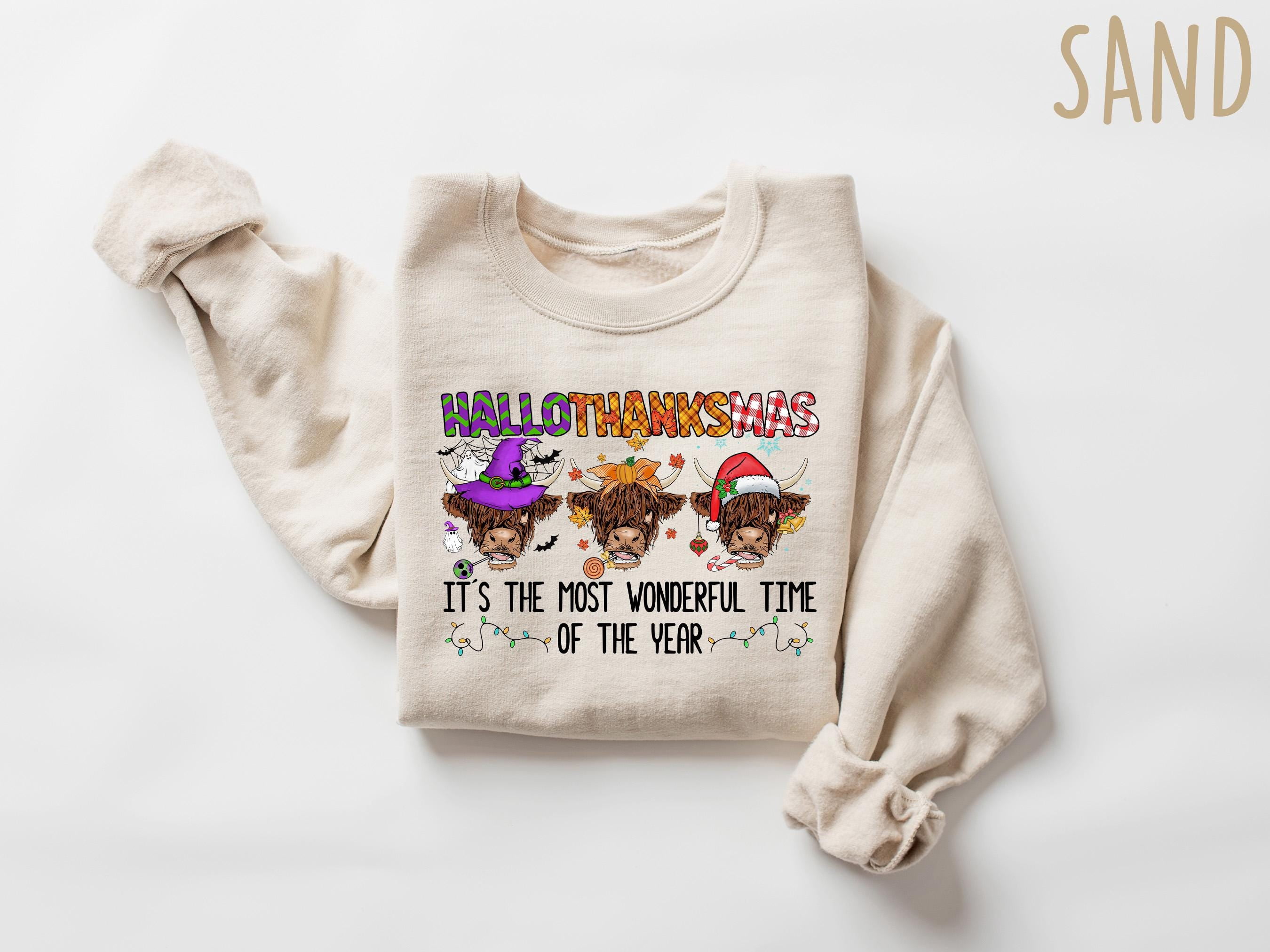 Hallothanksmas Shirt Fall Cow Sweatshirt, Spooky Season Tee, Christmas ...