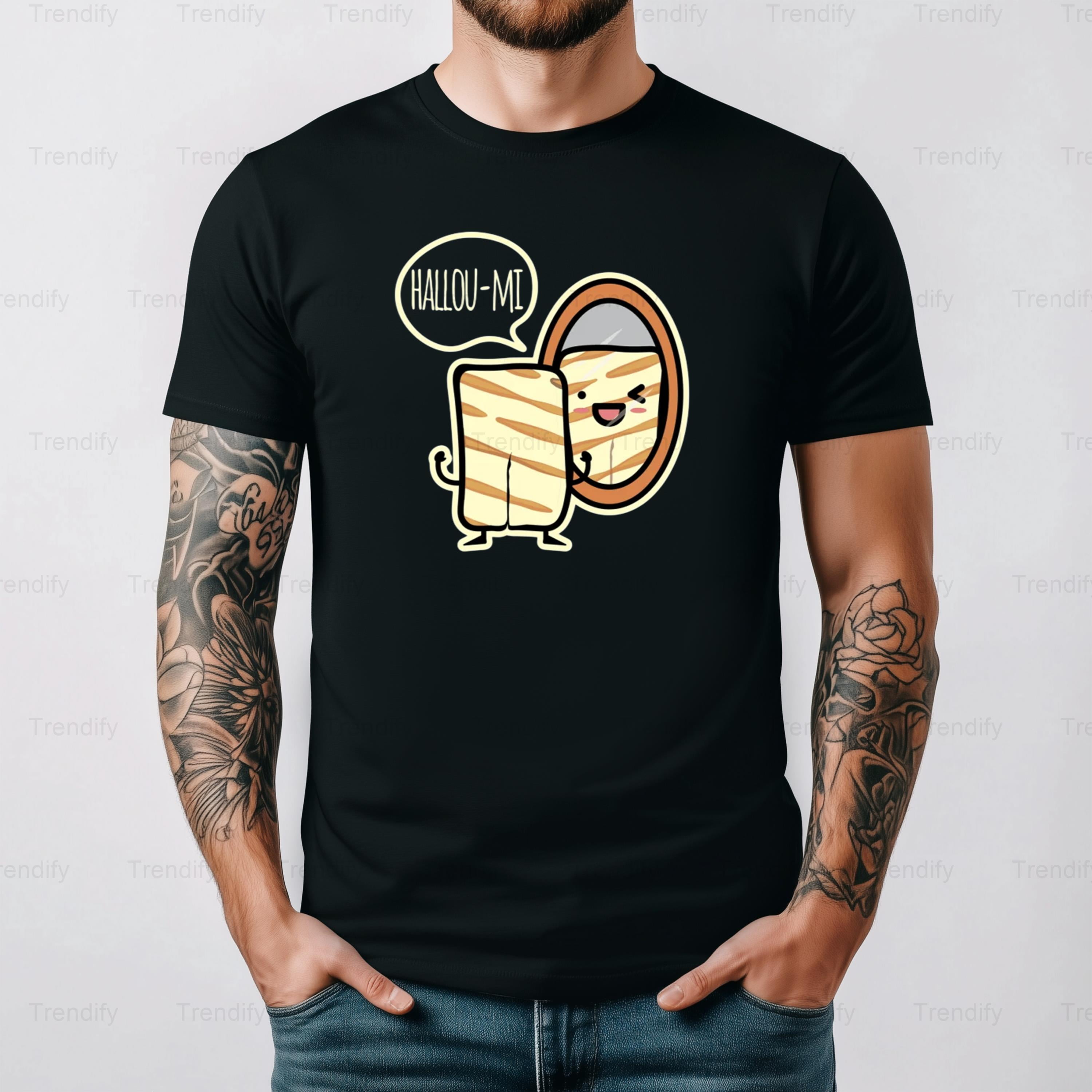 Halloumi Mirror Funny Cheese Pun Food Humor Meme Graphic T Shirt up to ...