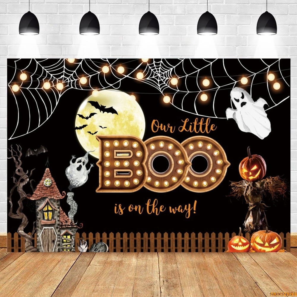Hallowe Backdrop Horror Moon Night Scary Pumpkin Lantern Castle Witch ...
