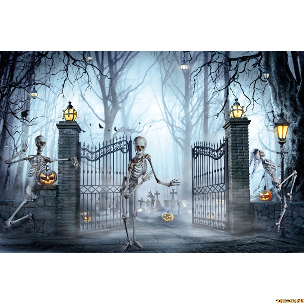 Hallowe Backdrop for Photography Horror Moon Night Pumpkin Lantern ...