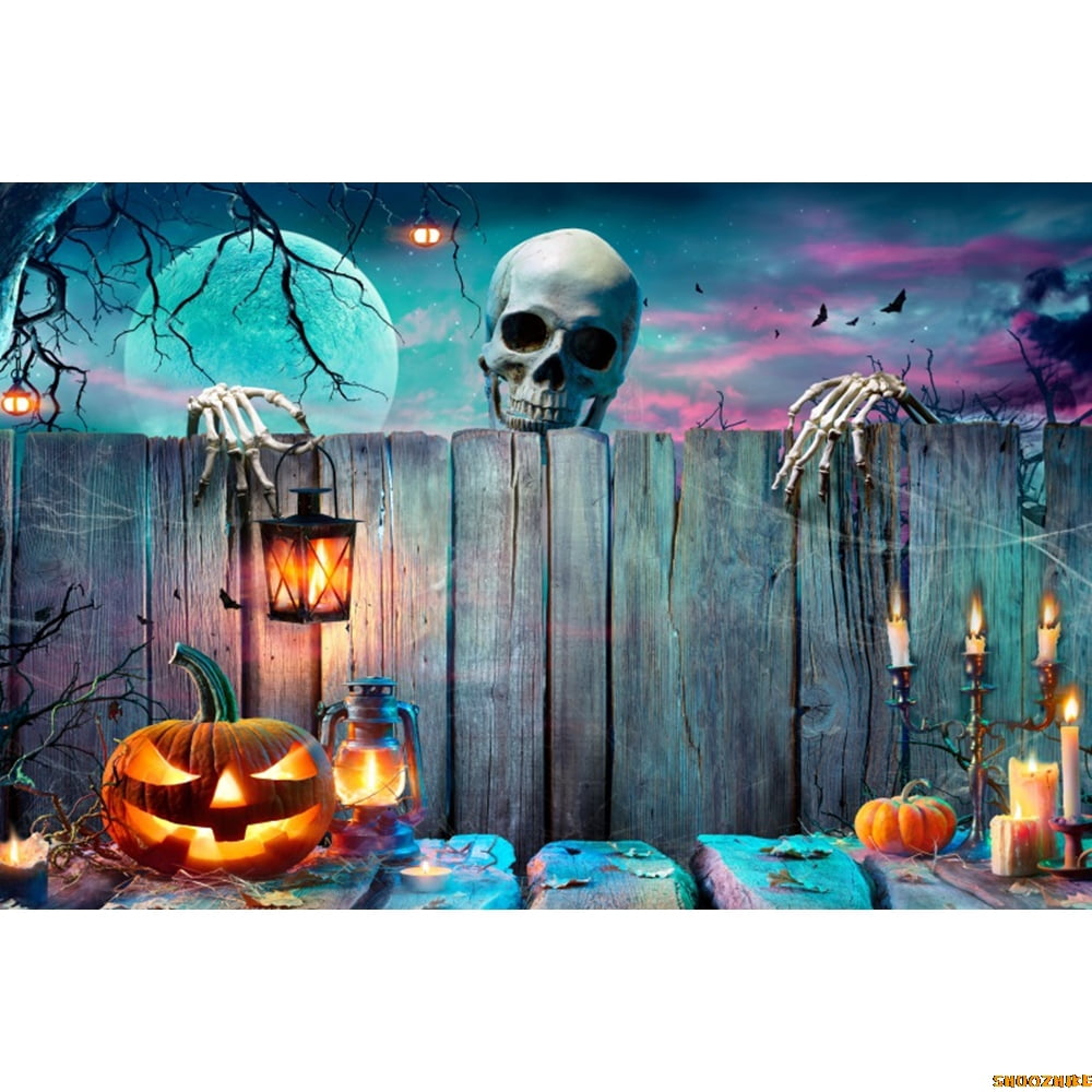 Hallowe Backdrop for Photography Horror Moon Night Pumpkin Lantern ...