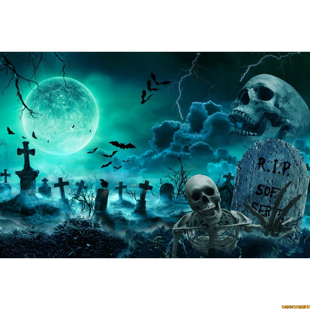 Hallowe Backdrop for Photography Horror Moon Night Pumpkin Lantern ...