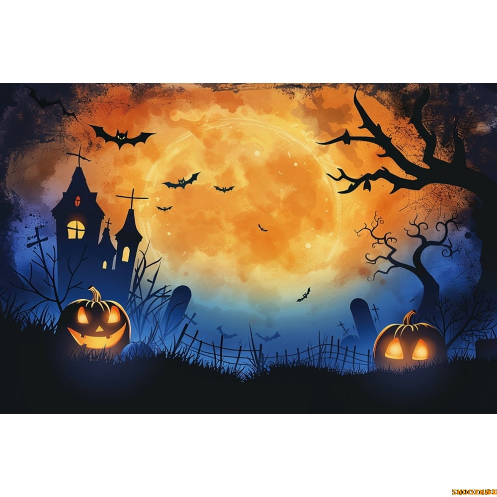 Hallowe Backdrop for Photography Horror Skull Pumpkin Bloody Hands for ...