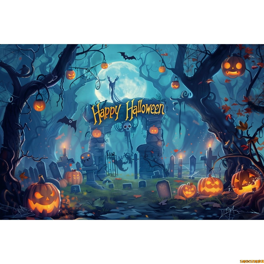 Hallowe Backdrop for Photography Horror Skull Pumpkin Bloody Hands for ...