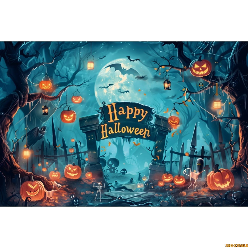 Hallowe Backdrop for Photography Horror Skull Pumpkin Bloody Hands for ...