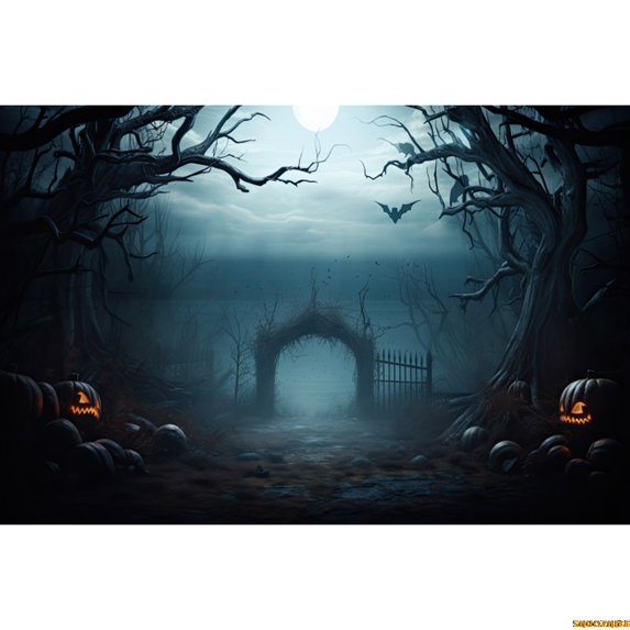 Hallowe Backdrop for Photography Horror Skull Pumpkin Bloody Hands for ...