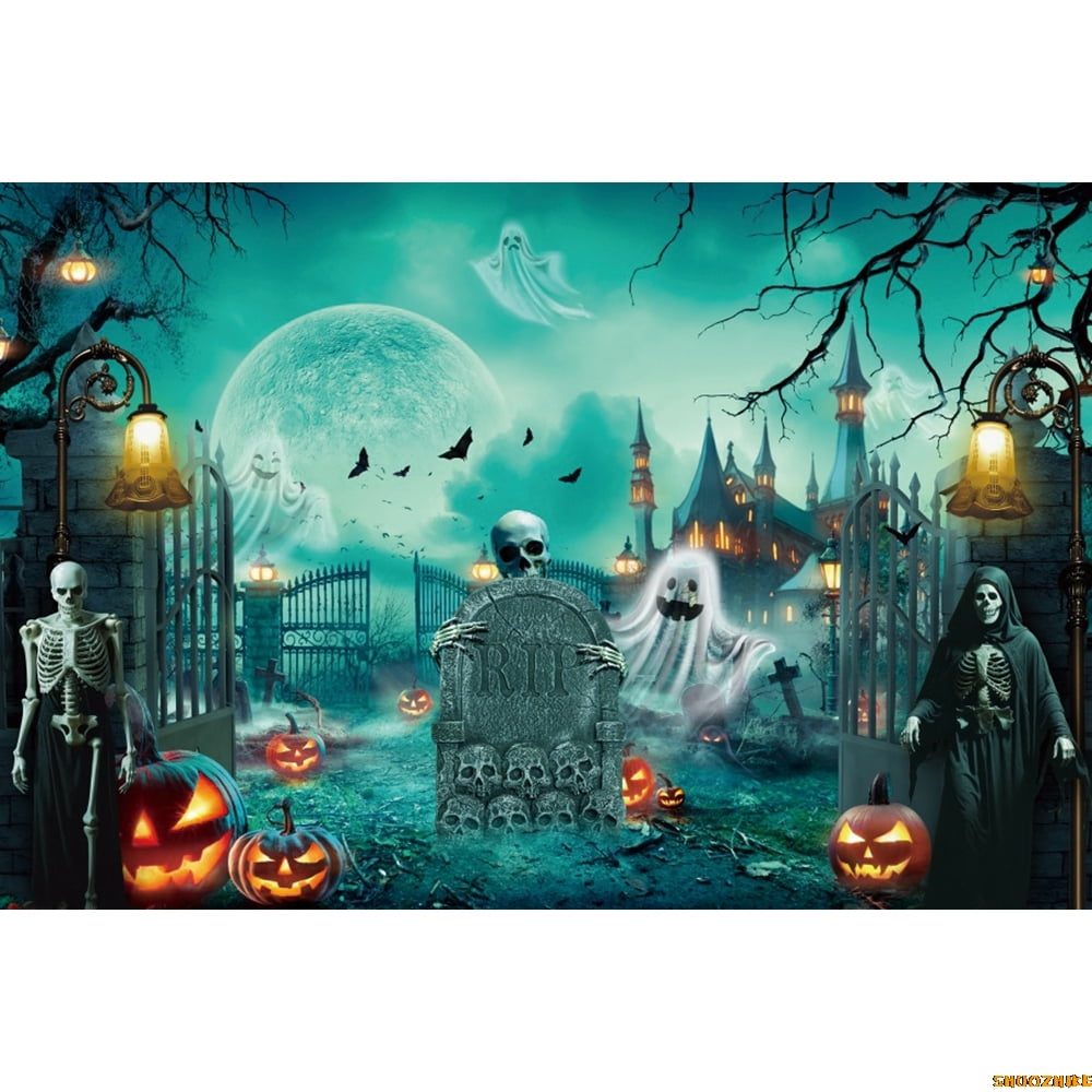 Hallowe Backdrop for Photography Horror Skull Pumpkin Bloody Hands for ...