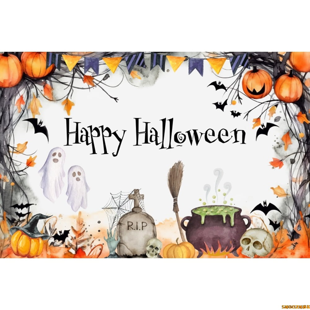 Hallowe Backdrop for Photography Horror Skull Pumpkin Bloody Hands for ...