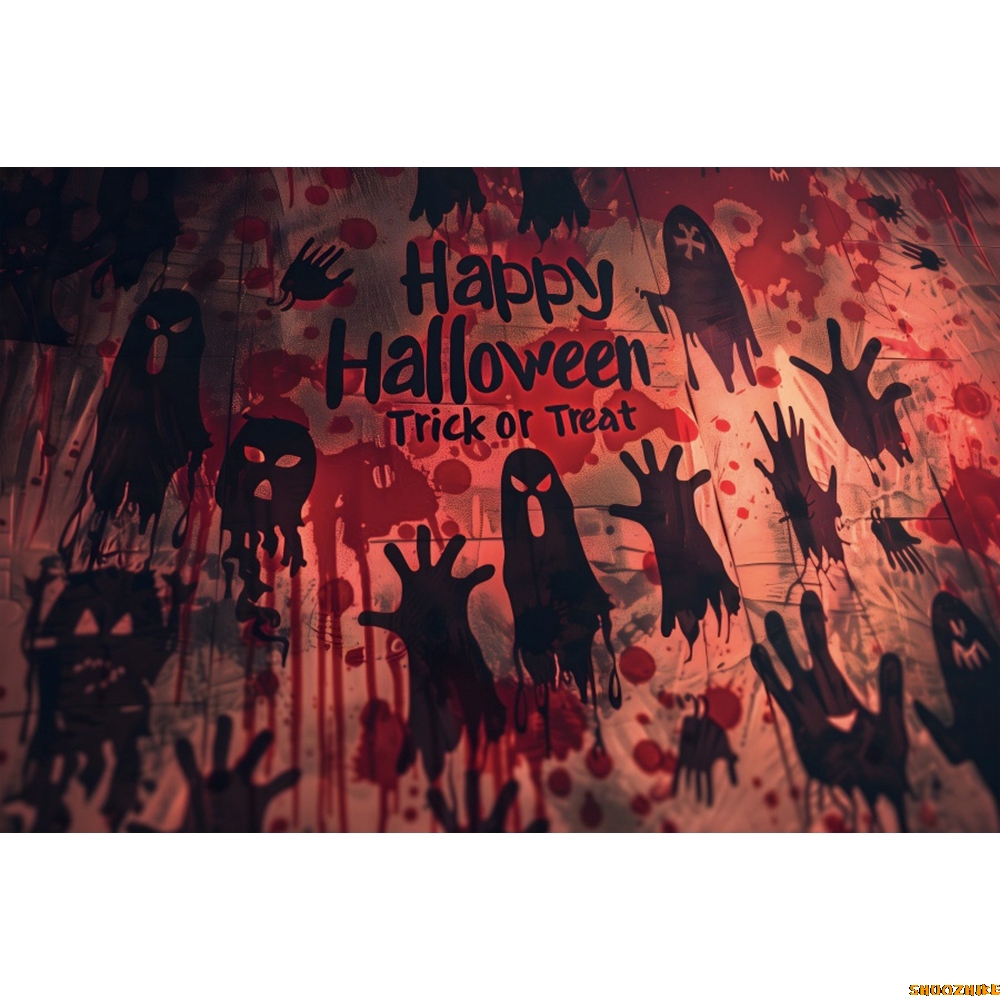 Hallowe Backdrop for Photography Horror Skull Pumpkin Bloody Hands for ...