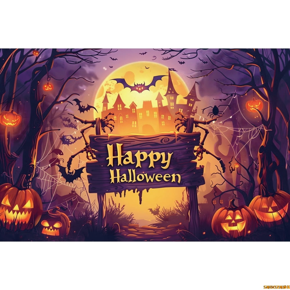Hallowe Backdrop for Photography Horror Skull Pumpkin Bloody Hands for ...