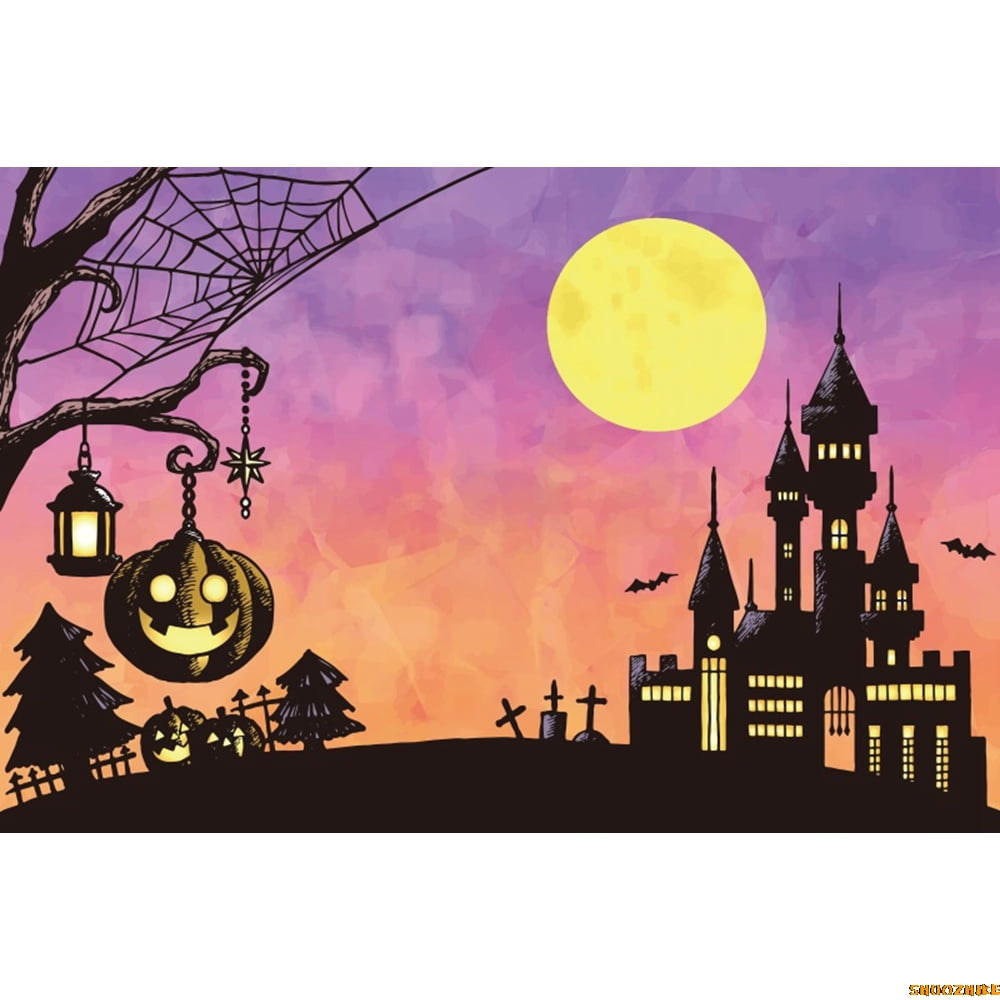 Hallowe Backdrop for Photography Horror Skull Pumpkin Bloody Hands for ...