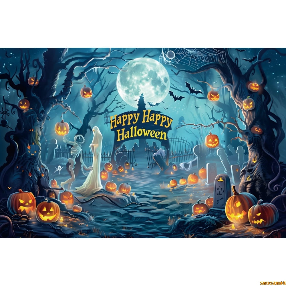 Hallowe Backdrop for Photography Horror Skull Pumpkin Bloody Hands for ...