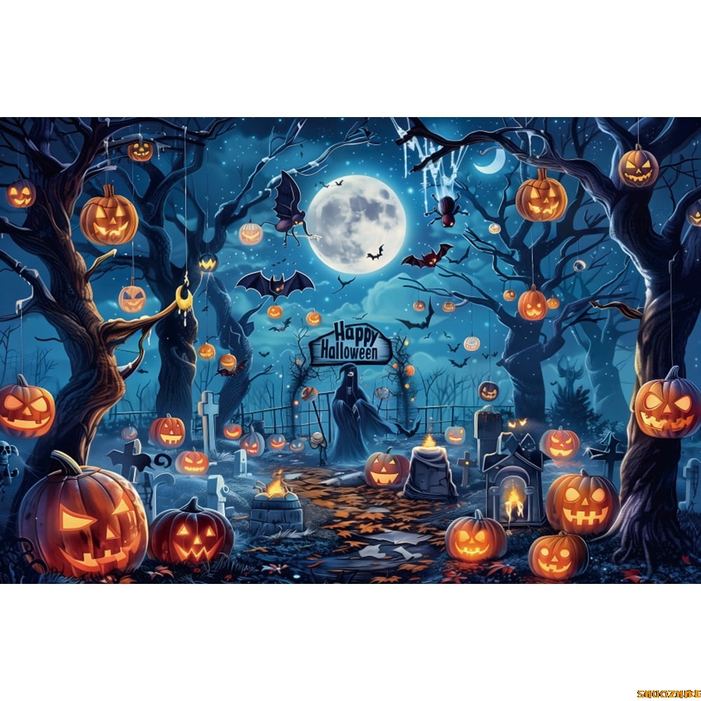 Hallowe Backdrop for Photography Horror Skull Pumpkin Bloody Hands for ...