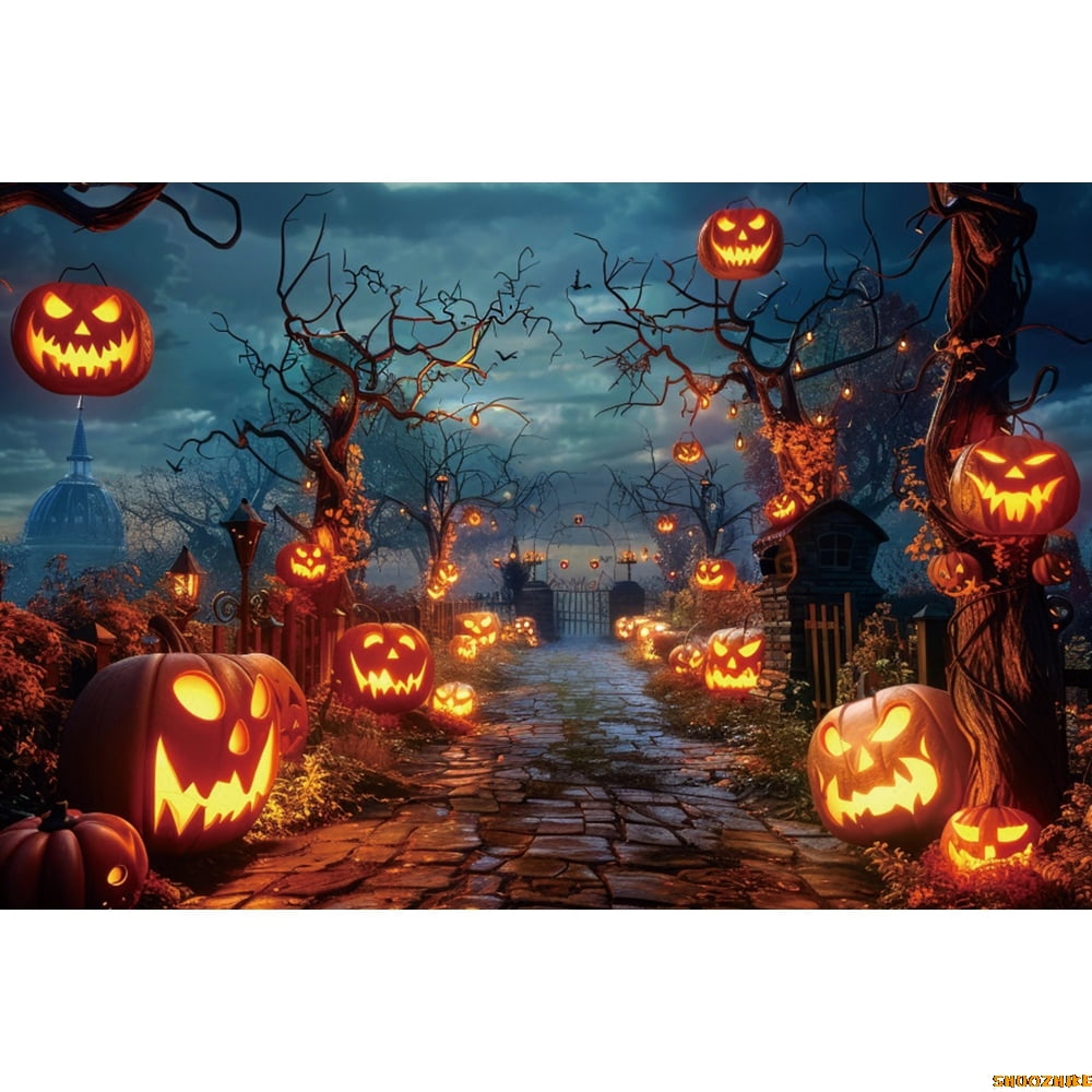 Hallowe Backdrop for Photography Horror Skull Pumpkin Bloody Hands for Background Banner Party r ...