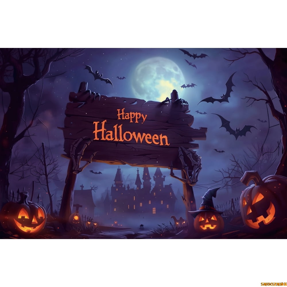 Hallowe Backdrop for Photography Horror Skull Pumpkin Bloody Hands for ...