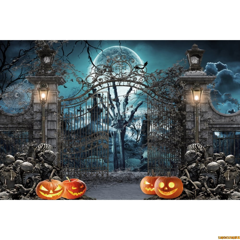 Hallowe Backdrop for Photography Horror Skull Pumpkin Bloody Hands for ...