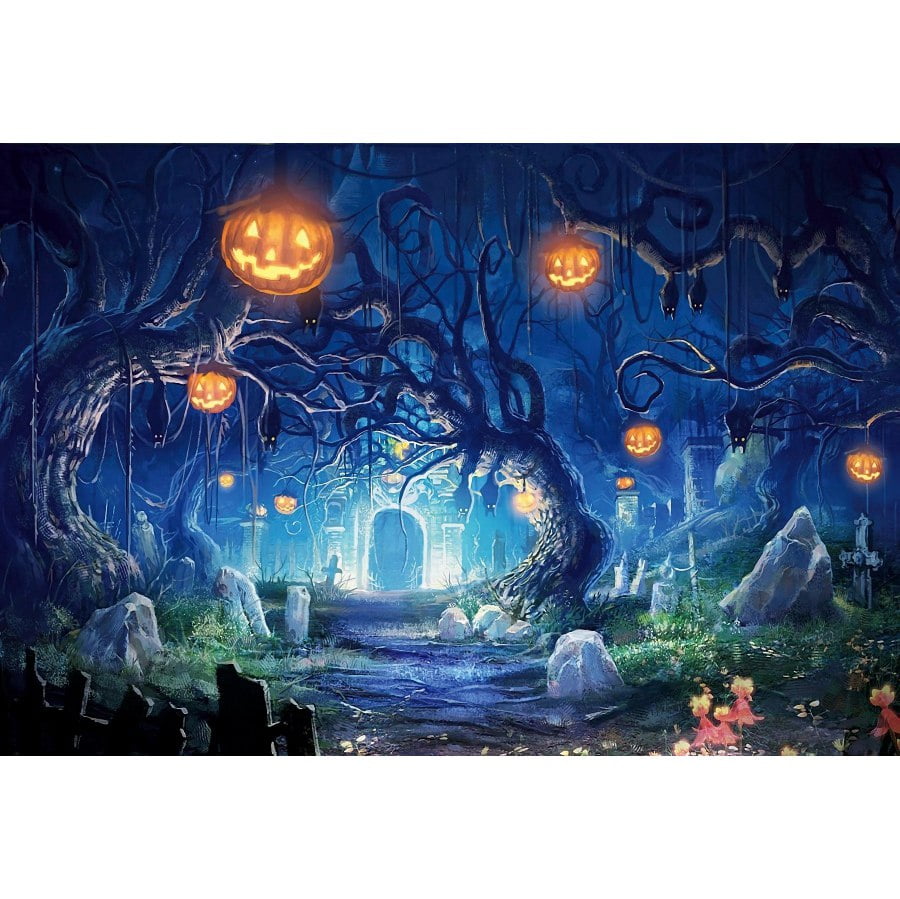Hallowe Backdrops For Photography Tomb Castle Witch Bat Terrible Night ...