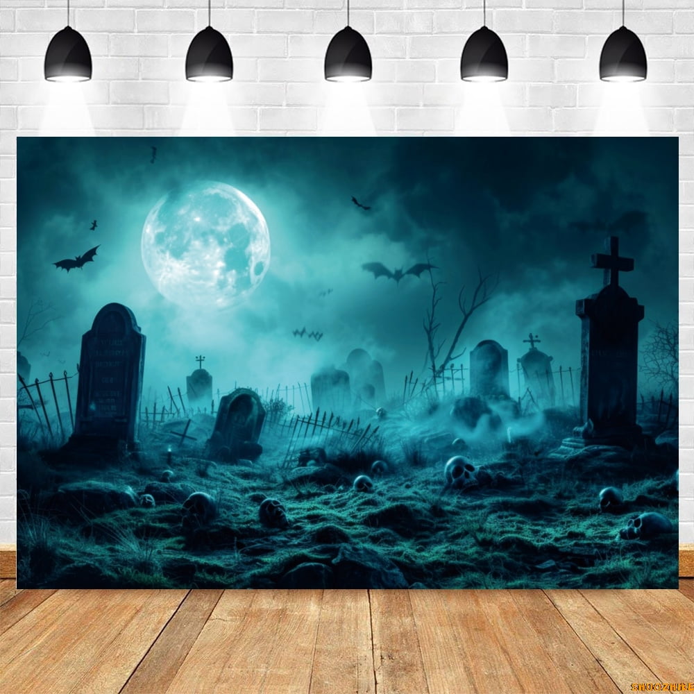 Hallowe Background Night Full Moon Dark Forest Horror Pumpkin Lanterns ...