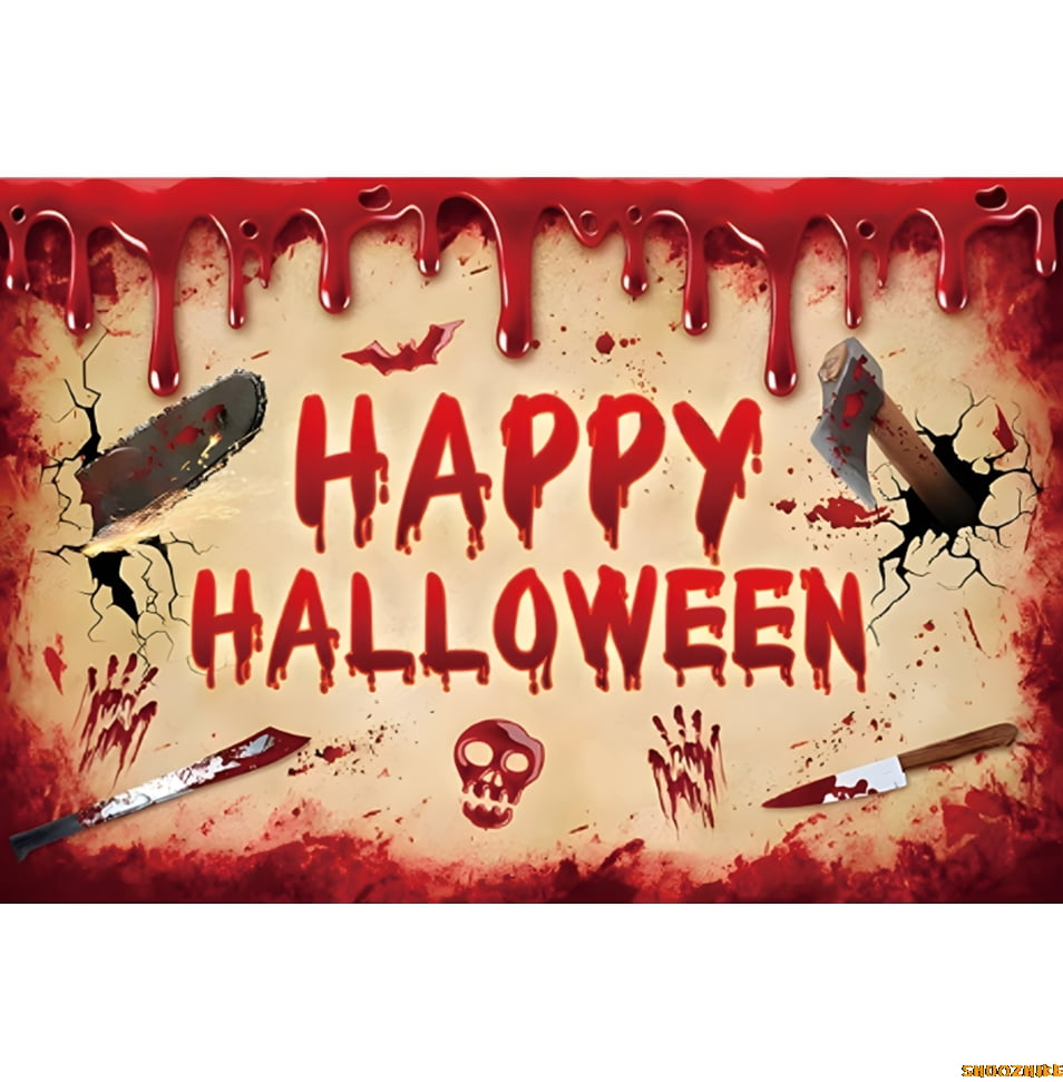 Hallowe Blood Handprint Backdrop Horror Zombie Death Kids Portrait ...