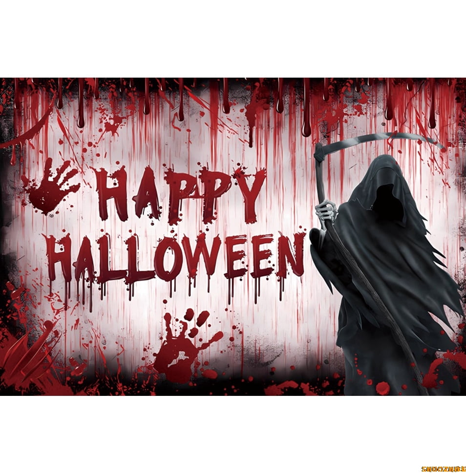Hallowe Blood Handprint Backdrop Horror Zombie Death Kids Portrait ...