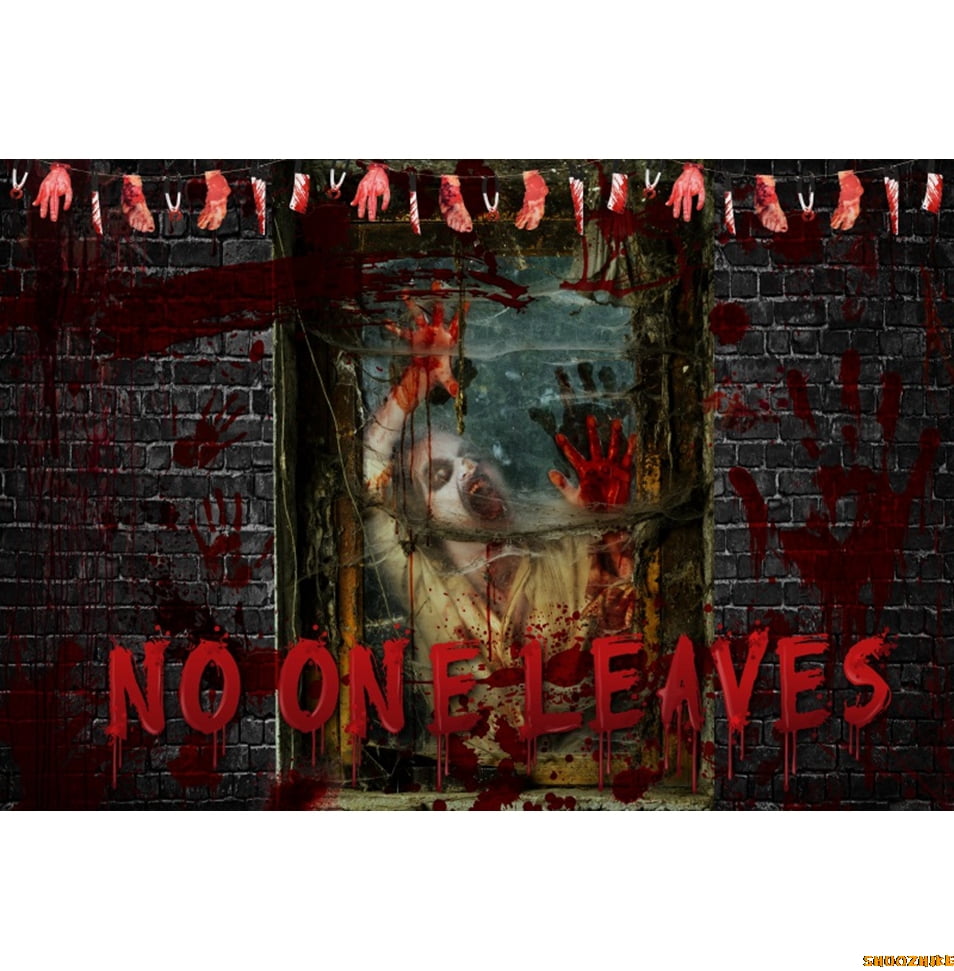 Hallowe Blood Handprint Backdrop Horror Zombie Death Kids Portrait ...