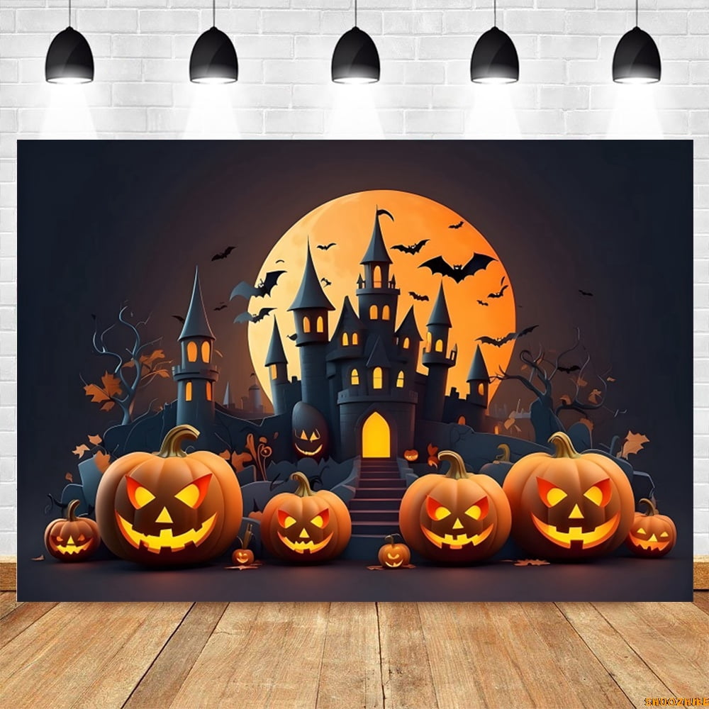 Hallowe Evil Pumpkin Lanterns Backdrop Baby Kids Portrait Family Party ...