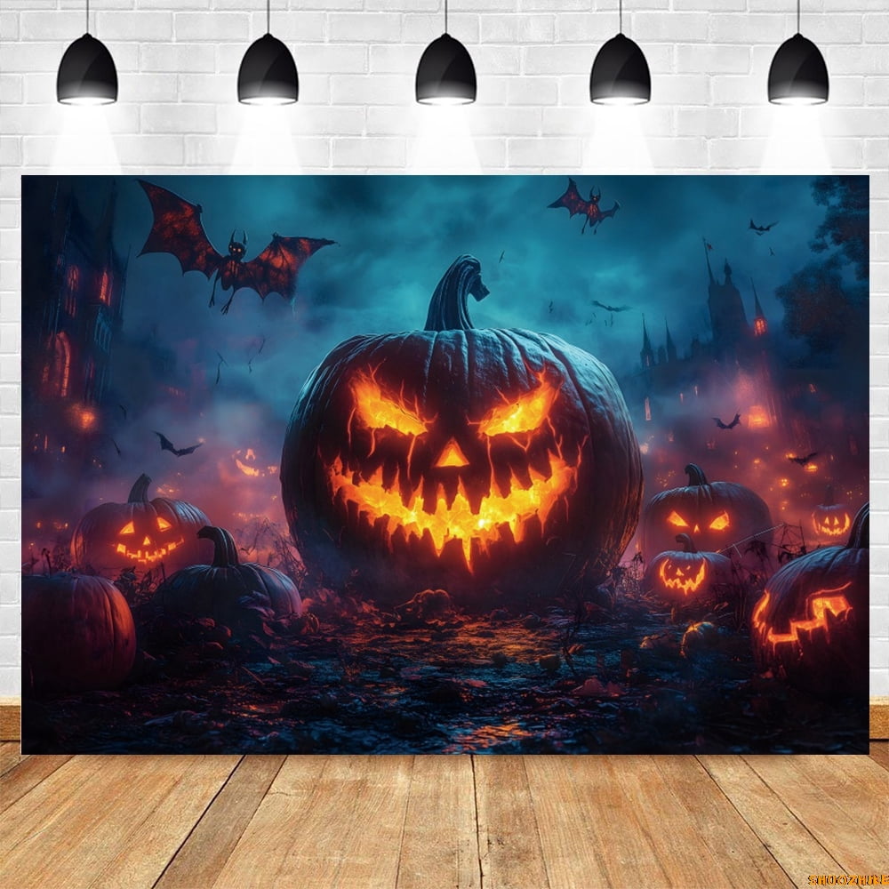 Hallowe Evil Pumpkin Lanterns Backdrop Baby Kids Portrait Family Party ...