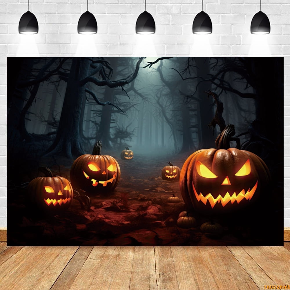 Hallowe Evil Pumpkin Lanterns Backdrop Baby Kids Portrait Family Party ...