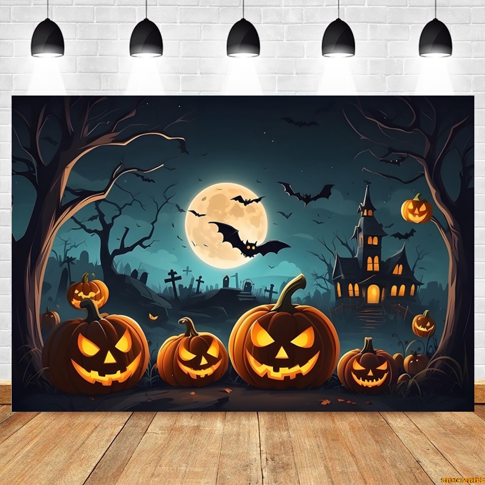 Hallowe Evil Pumpkin Lanterns Backdrop Baby Kids Portrait Family Party ...