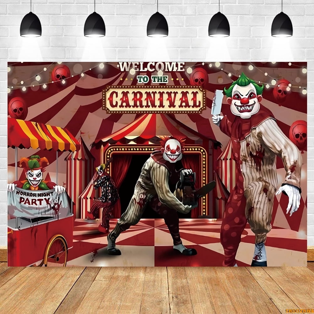 Hallowe Horror Circus Backdrop for Photography Evil Clown Scary ...